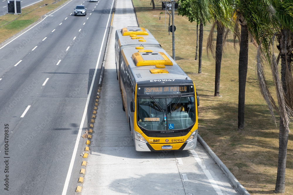BRT(Bus Rapid Transit) on ayrton senna avenue, Barra da Tijuca, Rio de ...