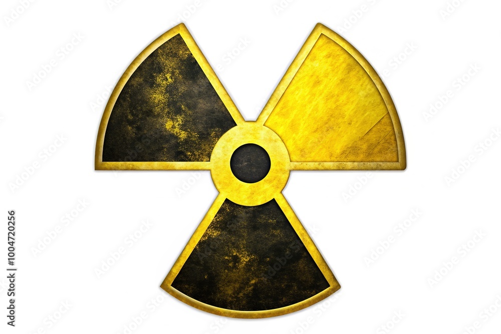 Bright yellow and black radioactive contamination symbol on a white ...