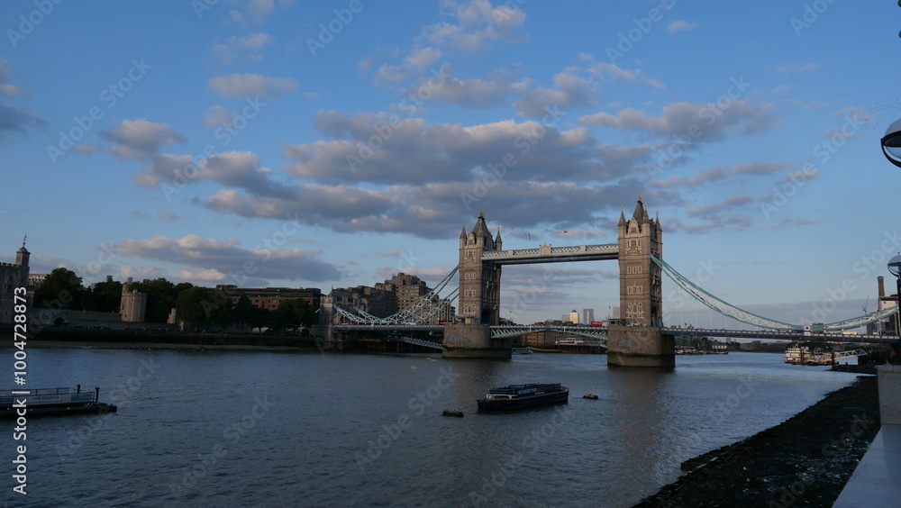 View of Tower Bridge in London, spanning the River Thames. Showcasing ...