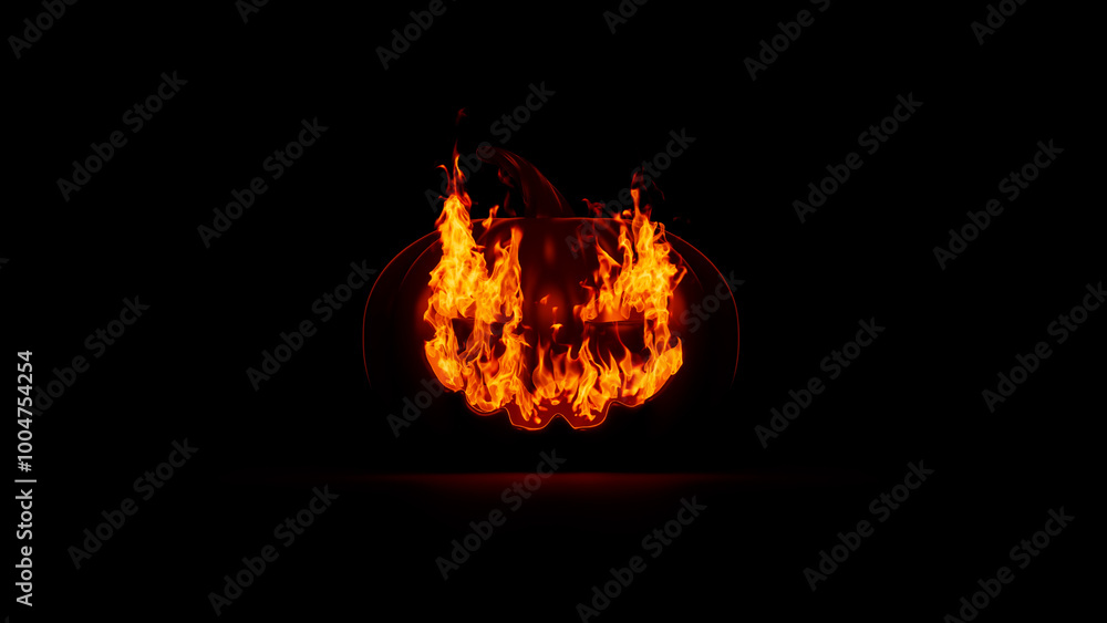 Jack-o'-lantern pumpkin with a hell fire coming from eyes and mouth on ...