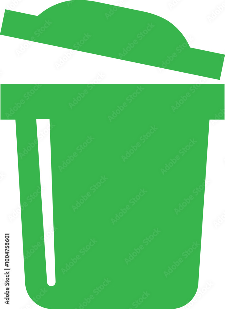 Trash bin Garbage icon in flat green. vector for apps or web trash ...