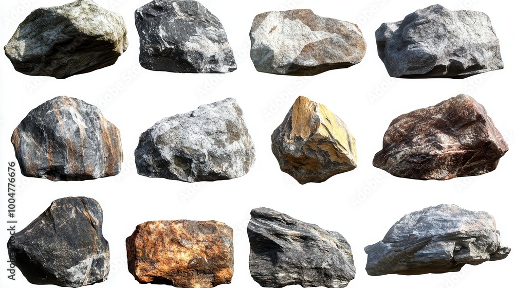 collection of heavy rocks artistically showcased against a transparent ...