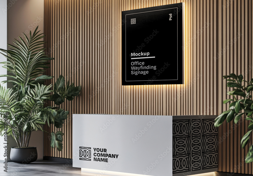 Reception Desk Mockup with Generative AI Stock Template | Adobe Stock