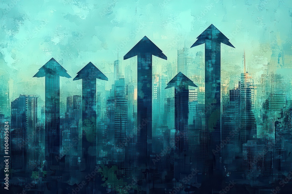 dynamic collage design representing stock market trends arrows pointing ...