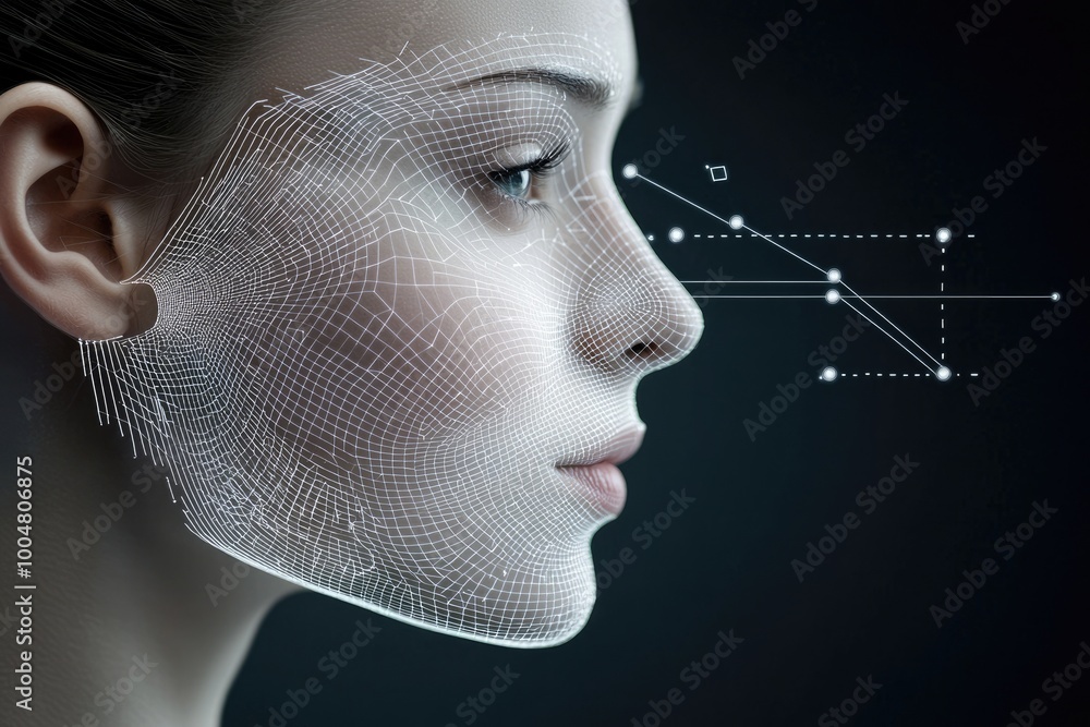 Biometric precision: advanced facial scanning line, the intricate technology of modern security ...