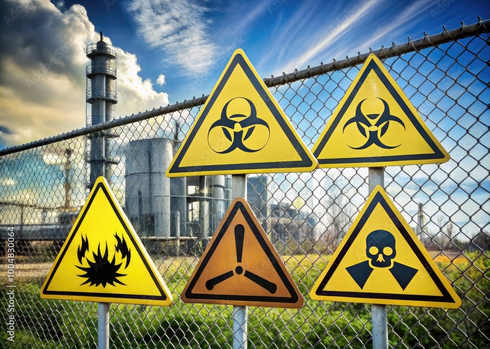 Caution: Various Danger Signs Indicating Hazardous Conditions and ...