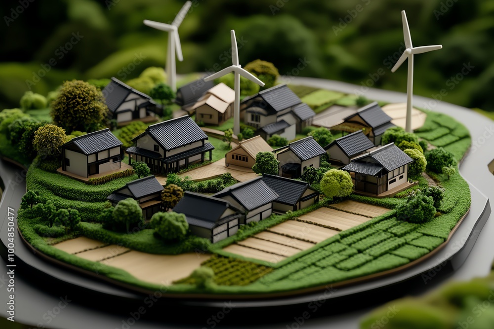 Geometric representation of a rural village economy, showing simplified ...