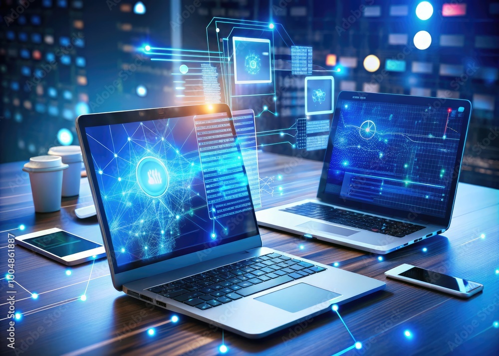 Innovative Digital Software Development Concept with Code, Devices, and ...