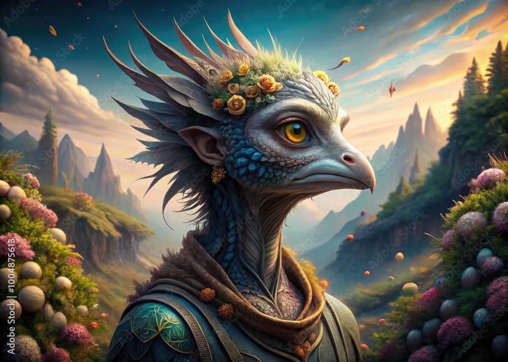 Mysterious Hybrid Creature Blending Human and Avian Features in a ...