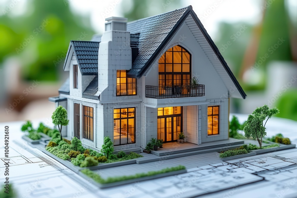 Foto de charming miniature house design rendered in 3d displayed on a ...