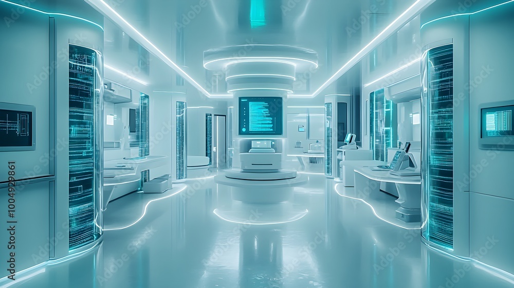 Futuristic lab with AI scanners analyzing product safety in real-time ...