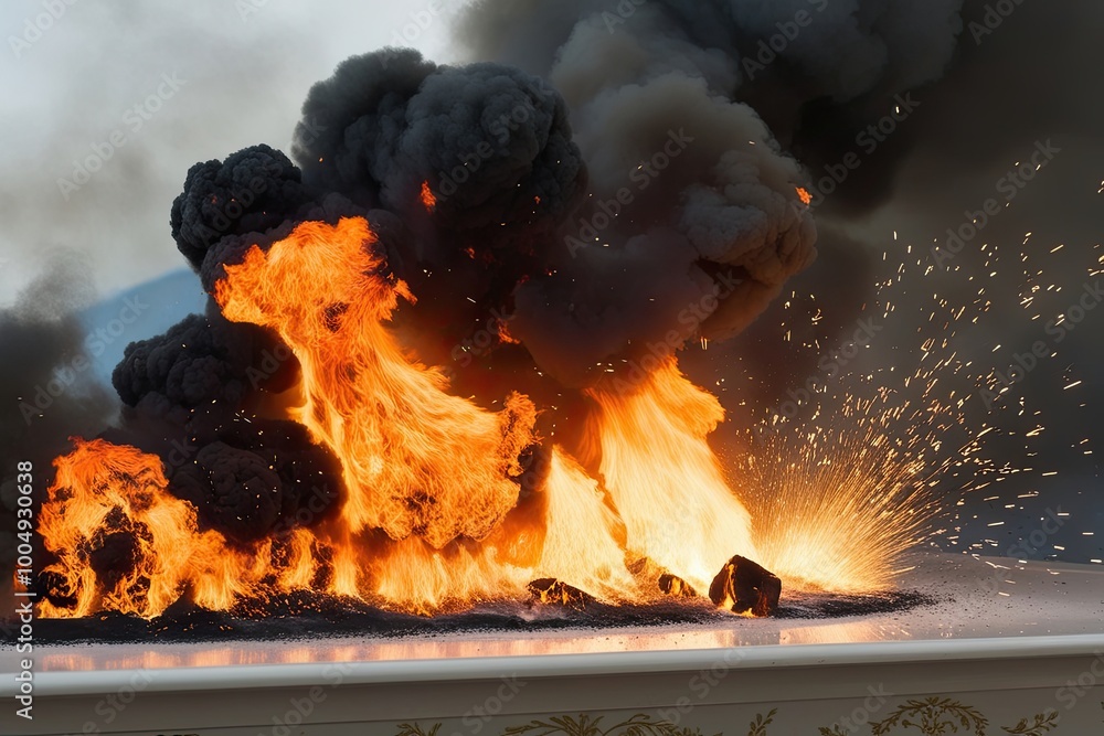 Photo & Art Print Fury of Combustion Explosive Fire Sparks on Fragile ...