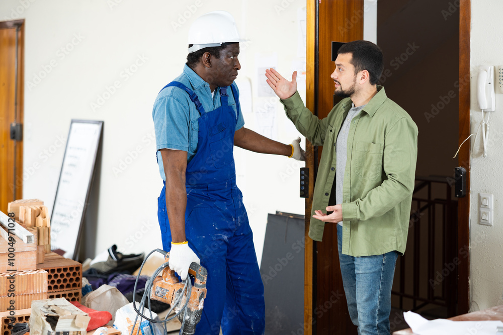 Owner came to the apartment to check the progress of the repair work ...