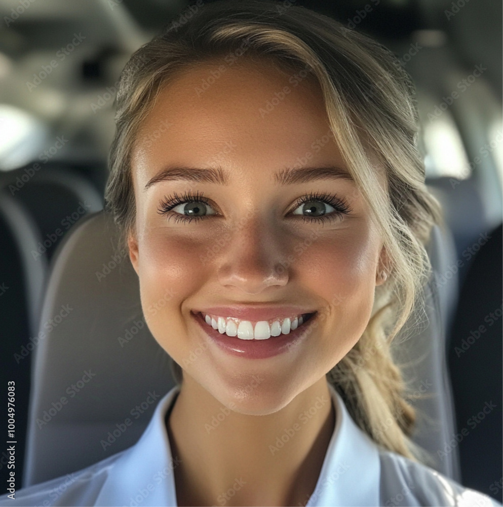 A photo of a 29 year old woman flight attendant. is a very attratcive ...