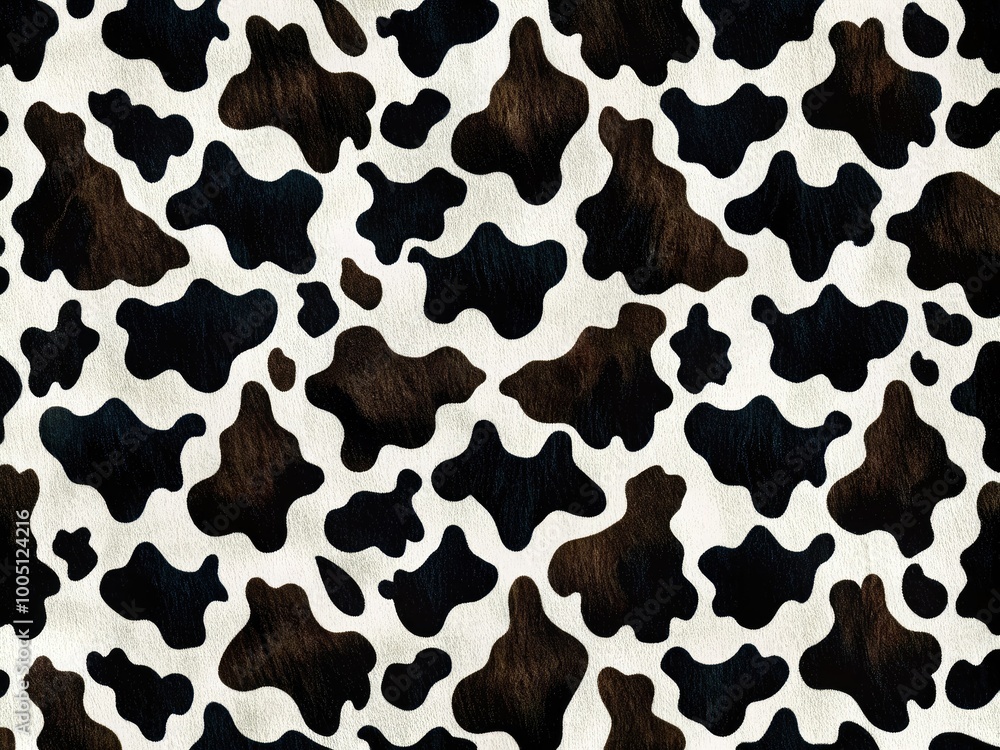 Vibrant black and white cow print pattern fills the frame, creating a ...