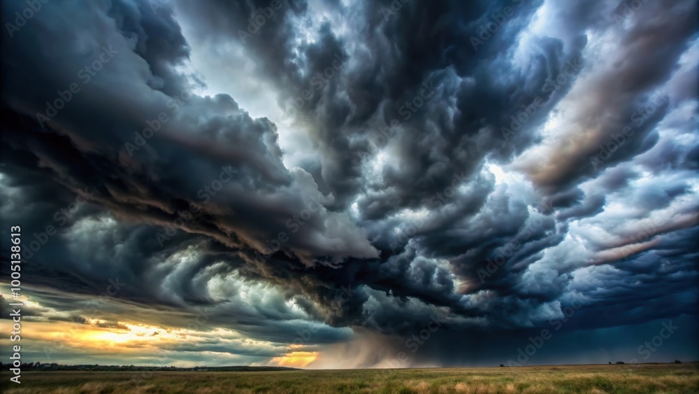 Eerie photo of dark skies with menacing storm clouds, setting a ...