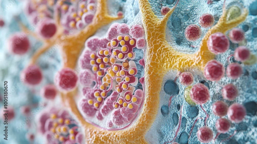 Detailed crosssectional illustration of the human kidneys showing ...
