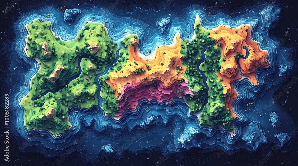 Fantasy Island Map for RPG Game Design Stock Illustration | Adobe Stock