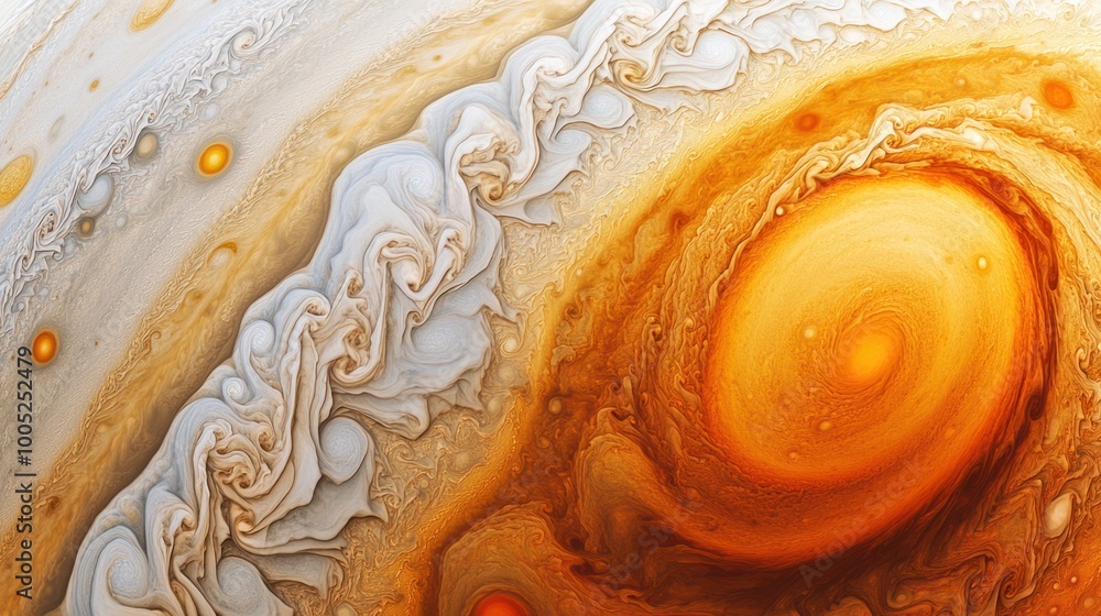 Jupiter Great Red Spot, a massive storm system, spinning on the planet ...