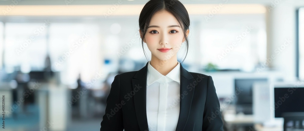 Professional Japanese office lady, 2, exudes elegance and poise in a ...