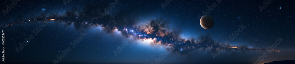 360 degree, stunning meteor shower in deep space. HDRI spherical ...