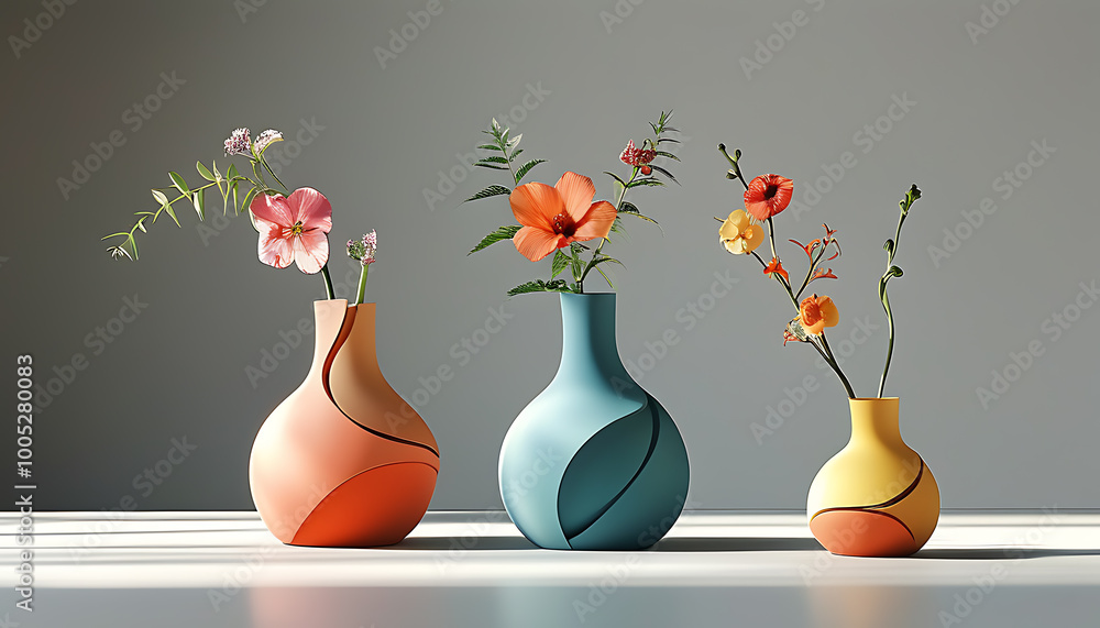 Artistic display of creative flower vase design with simple modern ...