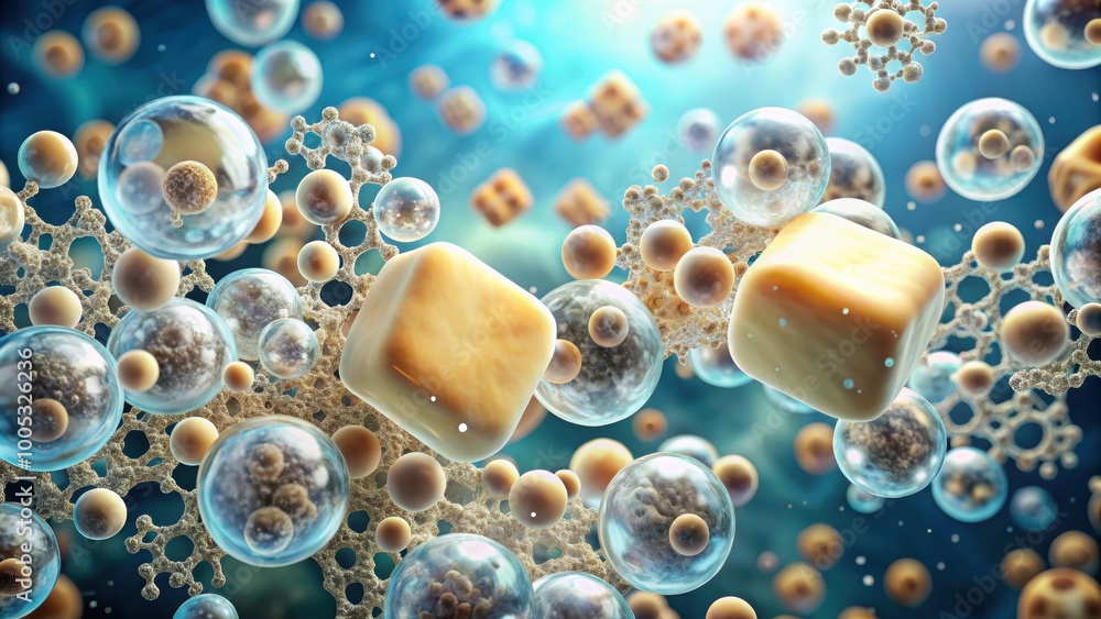 Soap molecules capturing dirt in a micelle structure, Soap, molecules ...