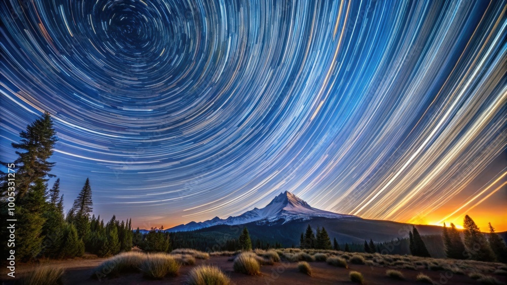 North Star shining brightly in the night sky over Oregon with beautiful ...