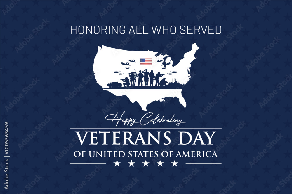 Happy Veterans Day 2024 Design Concept. US Army Veterans Silhouette on ...