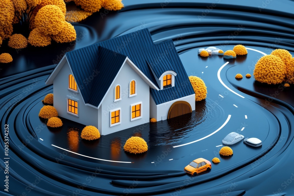 Simple, clean design of a flash flood warning, using minimal lines to ...