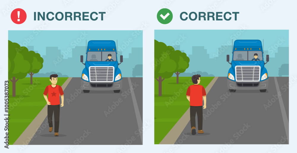 Safe driving tips and traffic regulation rules. Correct and incorrect ...