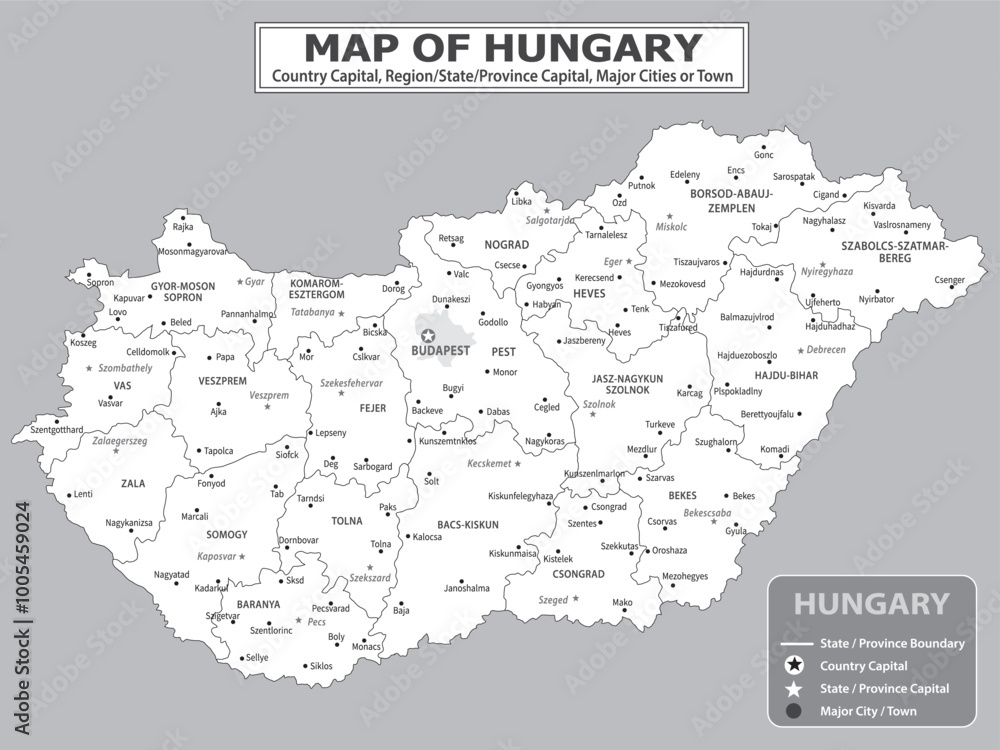 European Country Geography Political map. Political map of country with ...