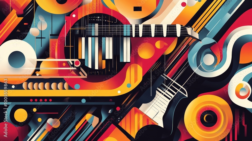 A vector illustration of a musical instrument, such as a guitar or ...