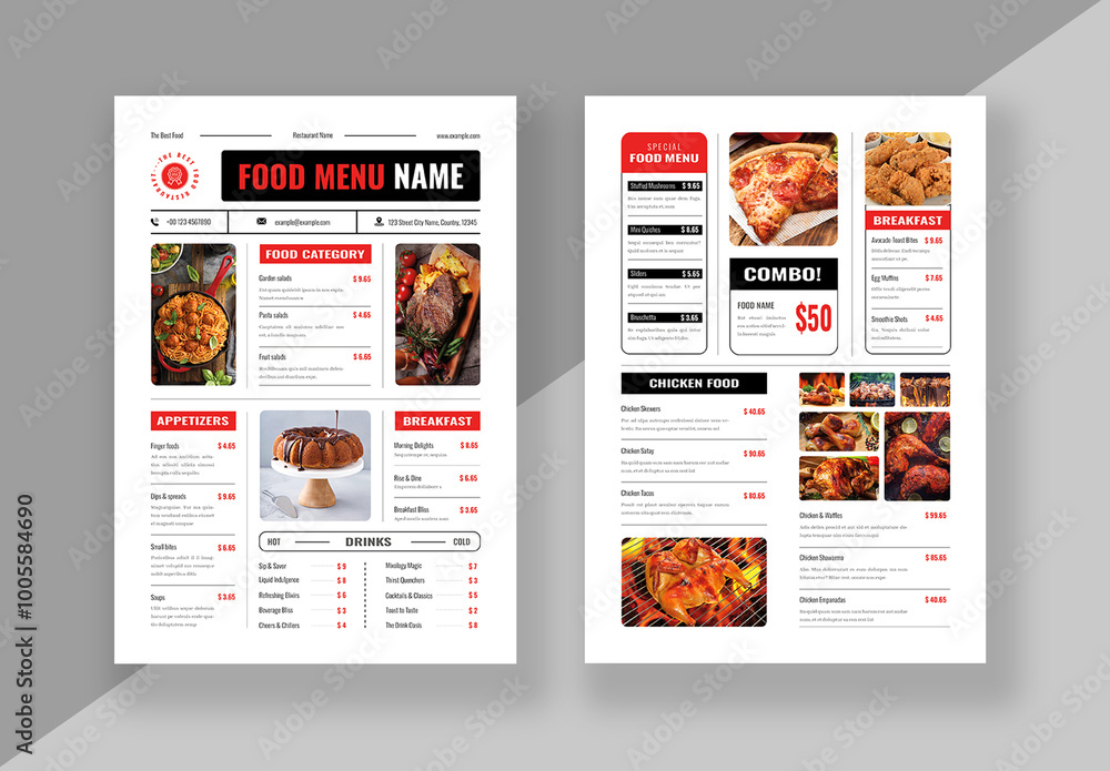 Food Menu Template Layout Stock Template | Adobe Stock