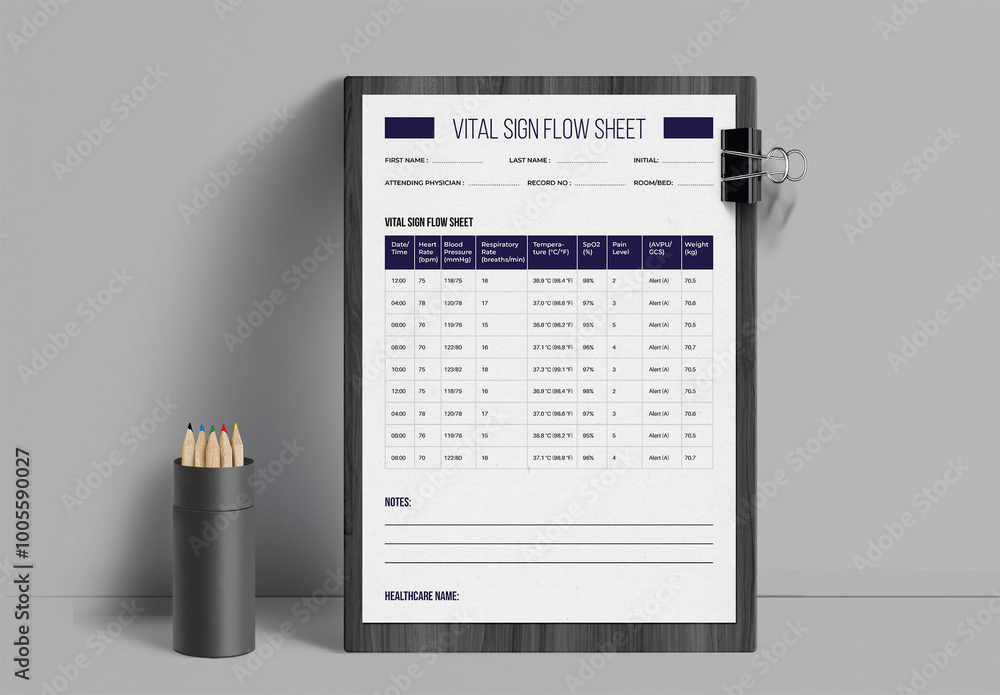 Vital Sign Flow Sheet Template Layout Stock Template | Adobe Stock
