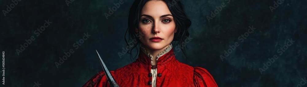 An alluring sorceress with a dagger hidden in gloom, her charm masking ...