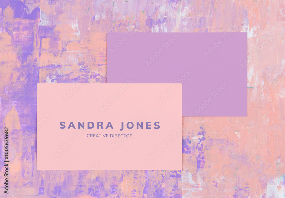 Stationery Business Cards Flatlay Mockup Stock Template | Adobe Stock