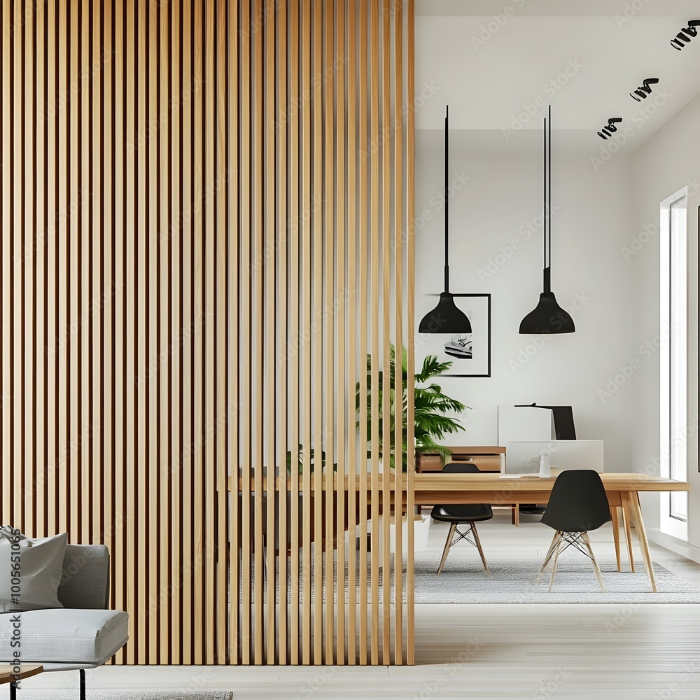 Parallel wood slat wall with tactile timber textures clean lined ...