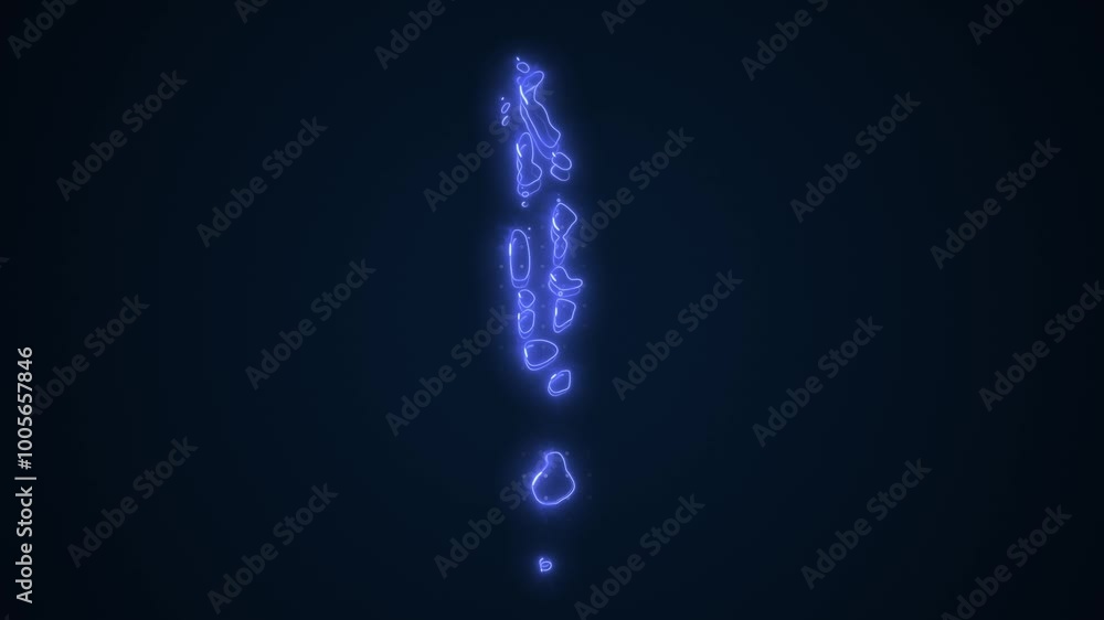 3D Moving Neon Blue Maldives Map Borders Outline Loop Background Stock ...
