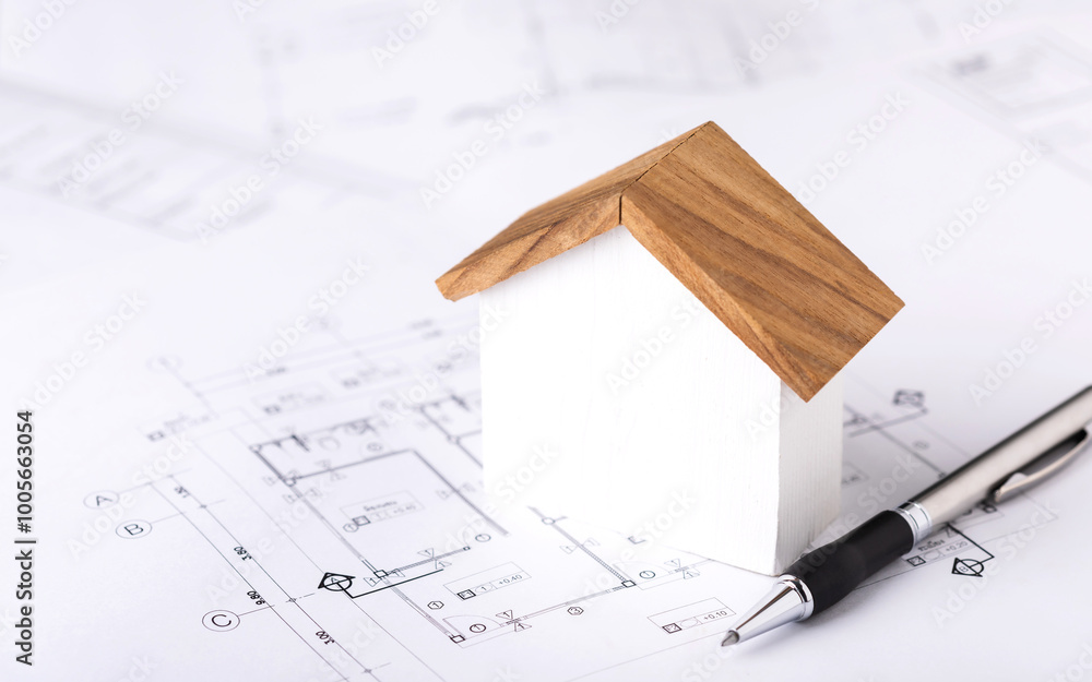 Poster Concept of building permit application, featuring a house model ...