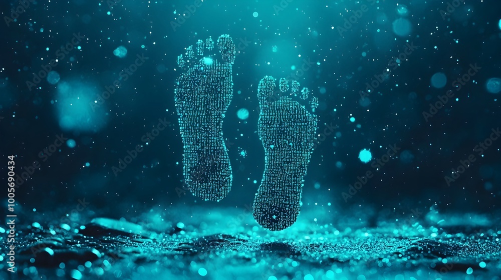 Disappearing Code Footprints in the Digital Ocean An abstract surreal ...