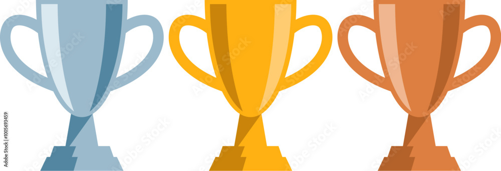 Winner cups in flat style. Design element for logo, label, sign, banner ...