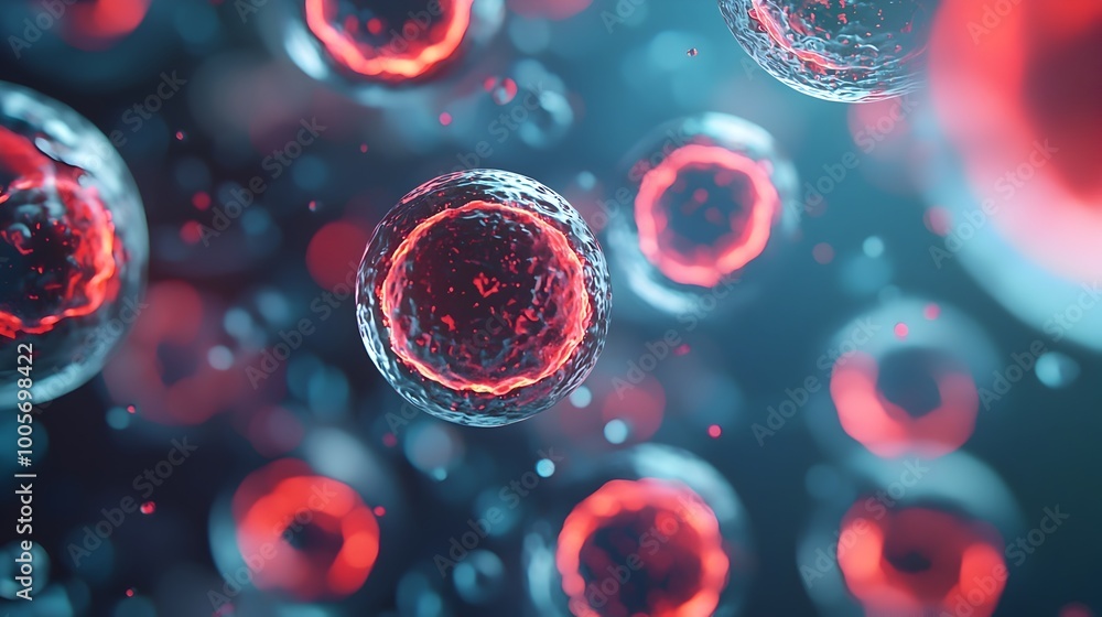 Glowing 3D Cells Multiplying in a Dynamic Digital Environment ...