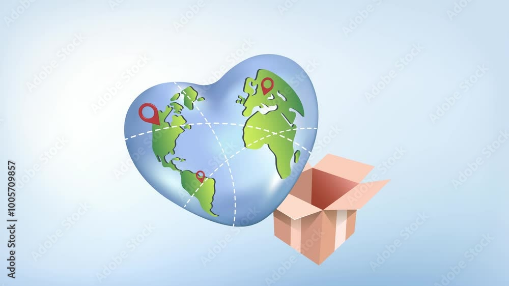 The concept of international parcel delivery, trade of goods around the ...