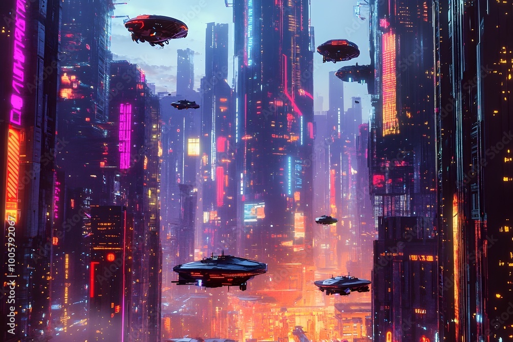 Stunning Cyberpunk inspired Pulsating Neon Grid of a Dystopian ...