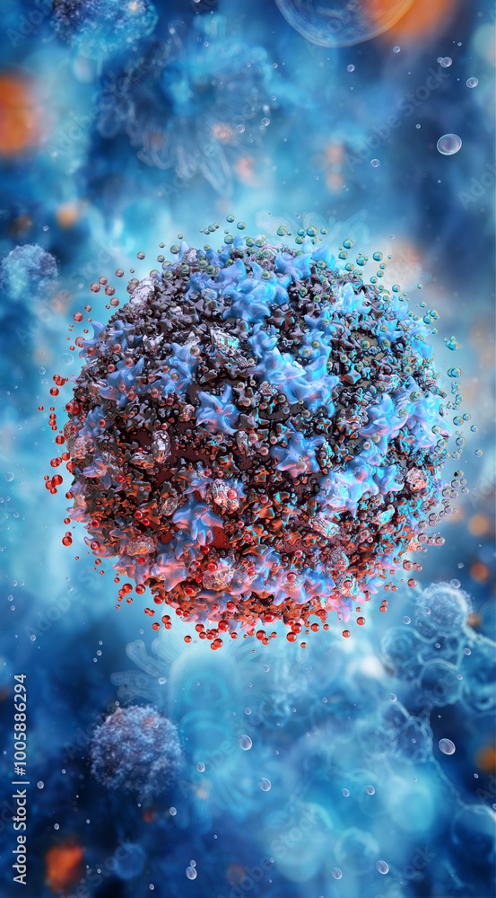 Microscopic 3D image of a granuloma. A granuloma, round collection of ...