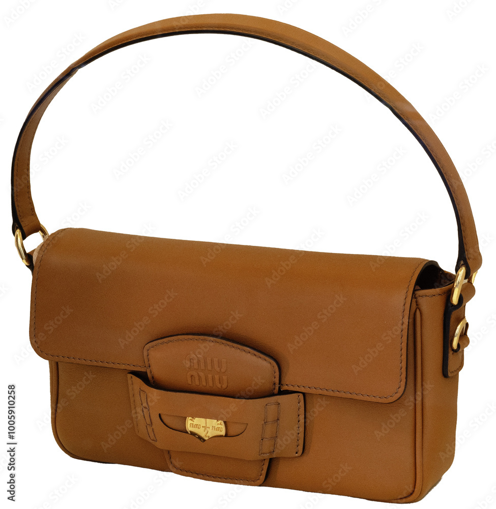 Penny,modern shoulder bag in brown leather with golden trim by Miu Miu ...