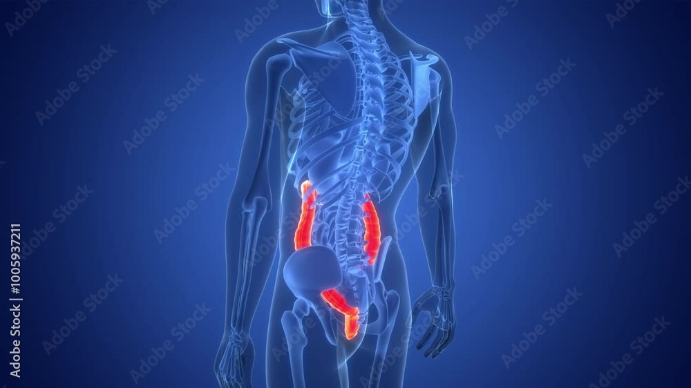 Human Digestive System Large Intestine Anatomy Animation Concept Stock ...