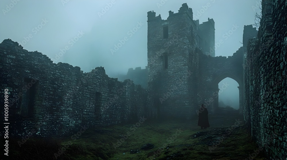 Haunting Ruins of a Forgotten Castle in Misty Solitude Crumbling ...