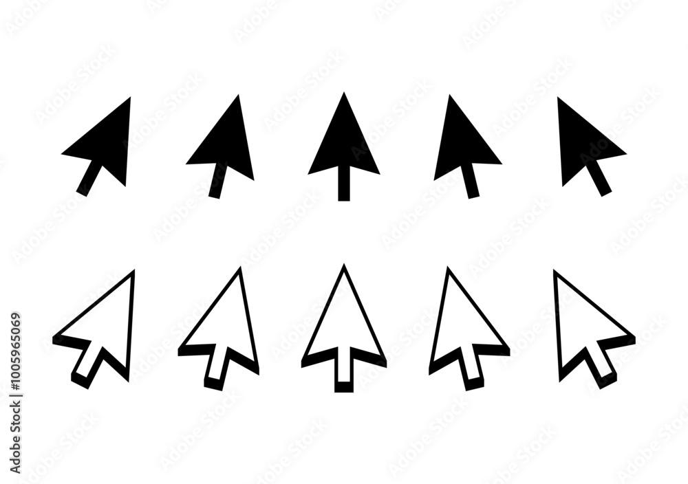 Set of computer cursor designs in different directions set of vector ...